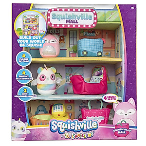 Squishville Squishmallows Mall-Two 2-Inch Mini Plush Characters,Themed Play Scene,4 Accessories (Shopping Bag/Cart,Cash Register,Arcade Machine)-Amazon Exclusive