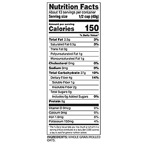 Amazon Brand - Happy Belly Quick Cook Oats, 1.12 Pound (Pack of 1)