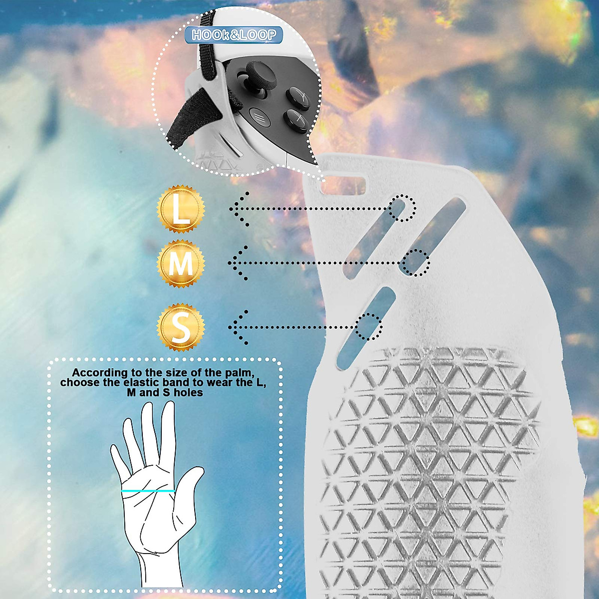 (1 Set) Orzero 1 Pair TPU Controller Cover and Nylon Strap Compatible for Quest 2, Anti-Throw Protective Adjustable Handle for VR Gaming Headset - White