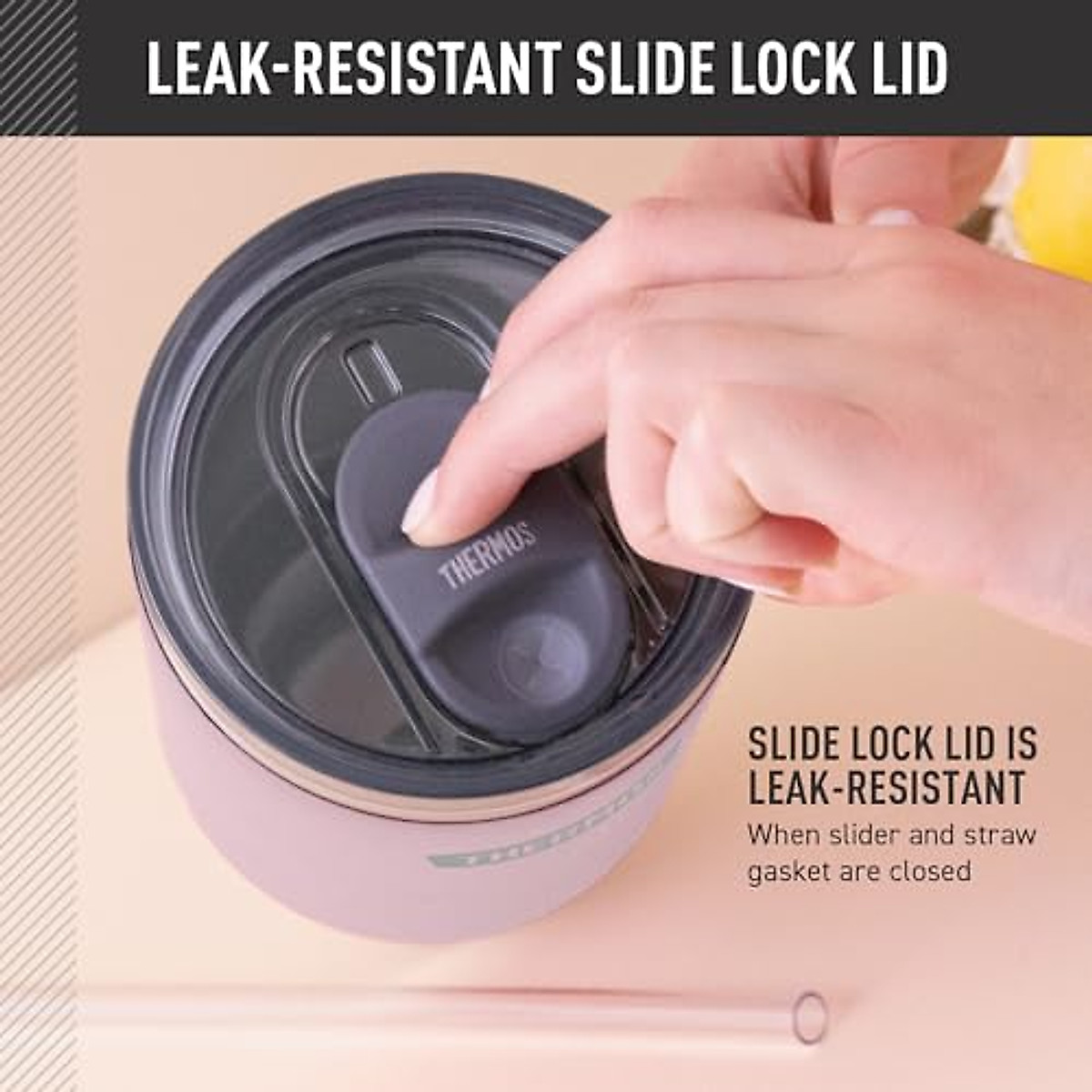 THERMOS Stainless Steel Cup Holder Mug - 40 Ounce, Sunset Pink - Insulated Tumbler with Lid and Straw, Plus Leak-Resistant Slide Lock