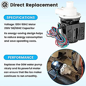 APTA92P10WD1 Water Pump Motor Assembly Fits for Hoshizaki Ice Machine Includes Capacitor Replacement for KM500MAH, KM630MAH, KM900MAH