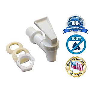 AquaNation BPA Free Replacement Water Cooler Faucet Bottle Jug Ceramic Water Crock Reusable Tap Spout Beverage Lever Pour Dispenser Valve Gravity Water Spigot - Made in USA (1, White)