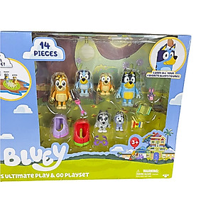Bluey's Ultimate Play & Go Playset - Includes Carrier Playset, Accessories, and 6 Figures - Bluey, Bingo, Bandit, Chilli, Muffin, Socks