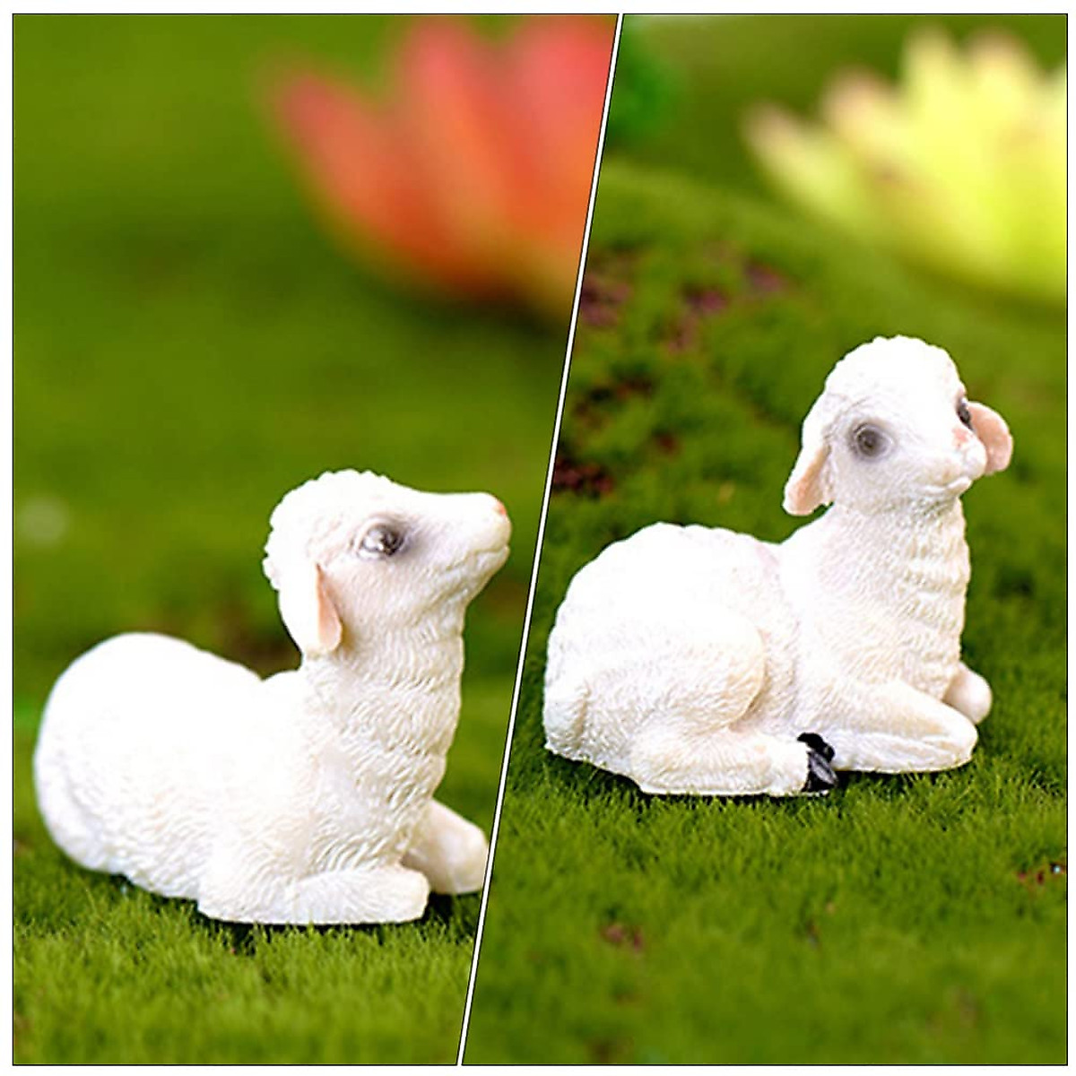 Yardwe 6pcs Miniature Sheep Figurines Mini Resin Herd of Sheeps Figures Tiny Lambs Cupcake Toppers Dollhouse Bonsai Micro Landscape Plant Pot Decor