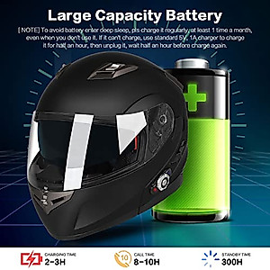 FreedConn Motorcycle Bluetooth Helmet,Bluetooth Integrated Modular Flip up Full Face Motorcycle Helmet,Dual Visor Modular Bluetooth Helmet,DOT Approved Helmets with Gloves(Matte Black,Large)