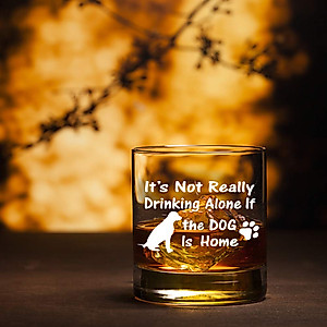 Perfectinsoy It's Not Really Drinking Alone if the Dog is Home Whiskey Glass Gift Box, Funny Dog Lover Gift for Dog Mom, Dog Dad, Dog Owner, Friends, Fur Mom, Fur Dad, Pet Grandma,Pet Grandpa