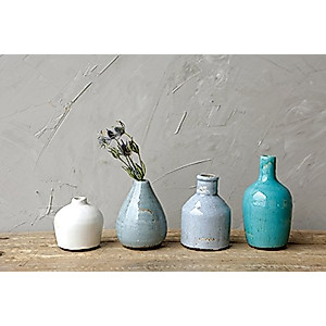 Creative Co-Op Blue & Ivory Terracotta Vases (Set of 4 Sizes)
