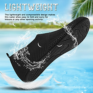 ANLUKE Womens Mens Water Sports Shoes Barefoot Quick-Dry Aqua Yoga Socks Slip-on (38/39, KBlack)