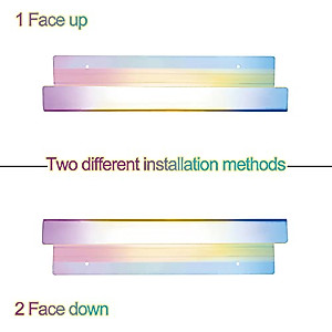 NatldGs 2 Pcs Iridescent Acrylic Floating Shelves, 15.7Inch Rainbow Acrylic Shelves/Bookshelf for Bedroom, Bathroom or Living Room Decor (Wall Mounted)…