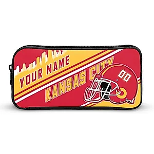 lslnehv Custom Kansas City Pencil Case, Personalized Pencil Box Gift for Men Women Boys Girls, Customized Pen Case with Name Number
