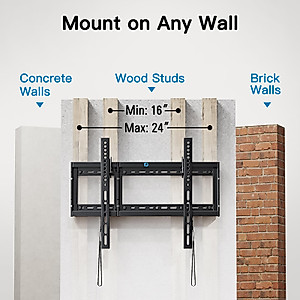 Tilt TV Wall Mount Bracket Low Profile for Most 37-75 Inch LED LCD OLED Plasma Flat Curved Screen TVs, Large Tilting Mount Fits 16-24 Inch Wood Studs Max VESA 600x400mm Holds up to 132lbs by Pipishell
