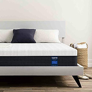 Coolvie Queen Size Mattress, 10 Inch Cooling Gel Memory Foam Mattress, Pocket Innerspring Hybrid Mattress for Motion Isolation & Pressure Relidf, Mattress in a Box, 100 Night Trial