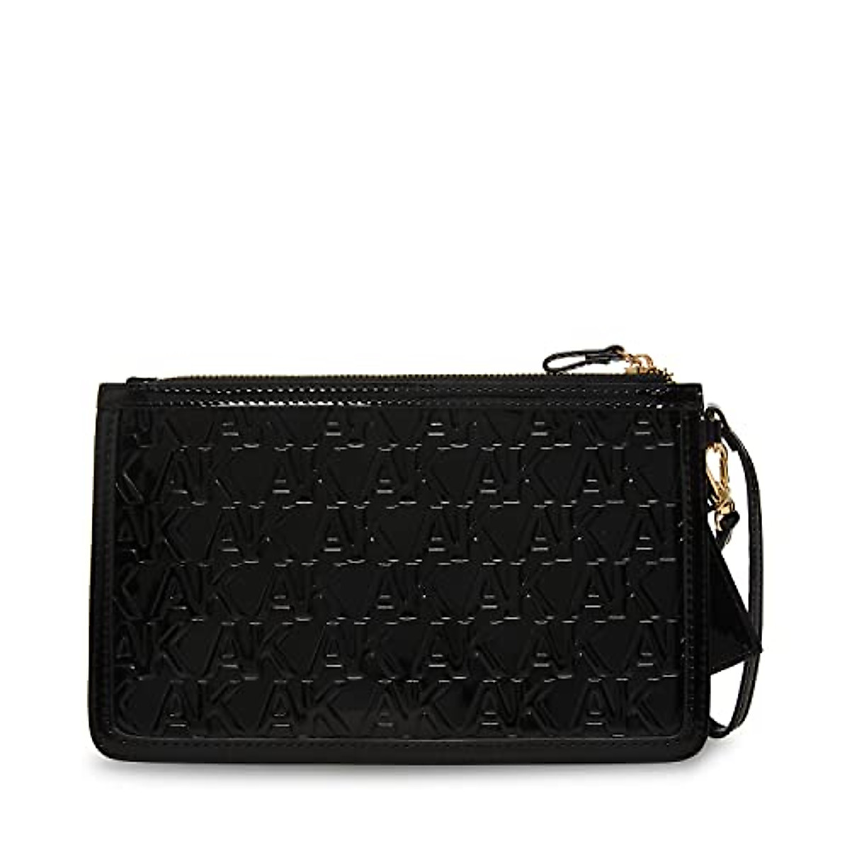 Anne Klein AK Embossed Pouch Set in Patent, Black