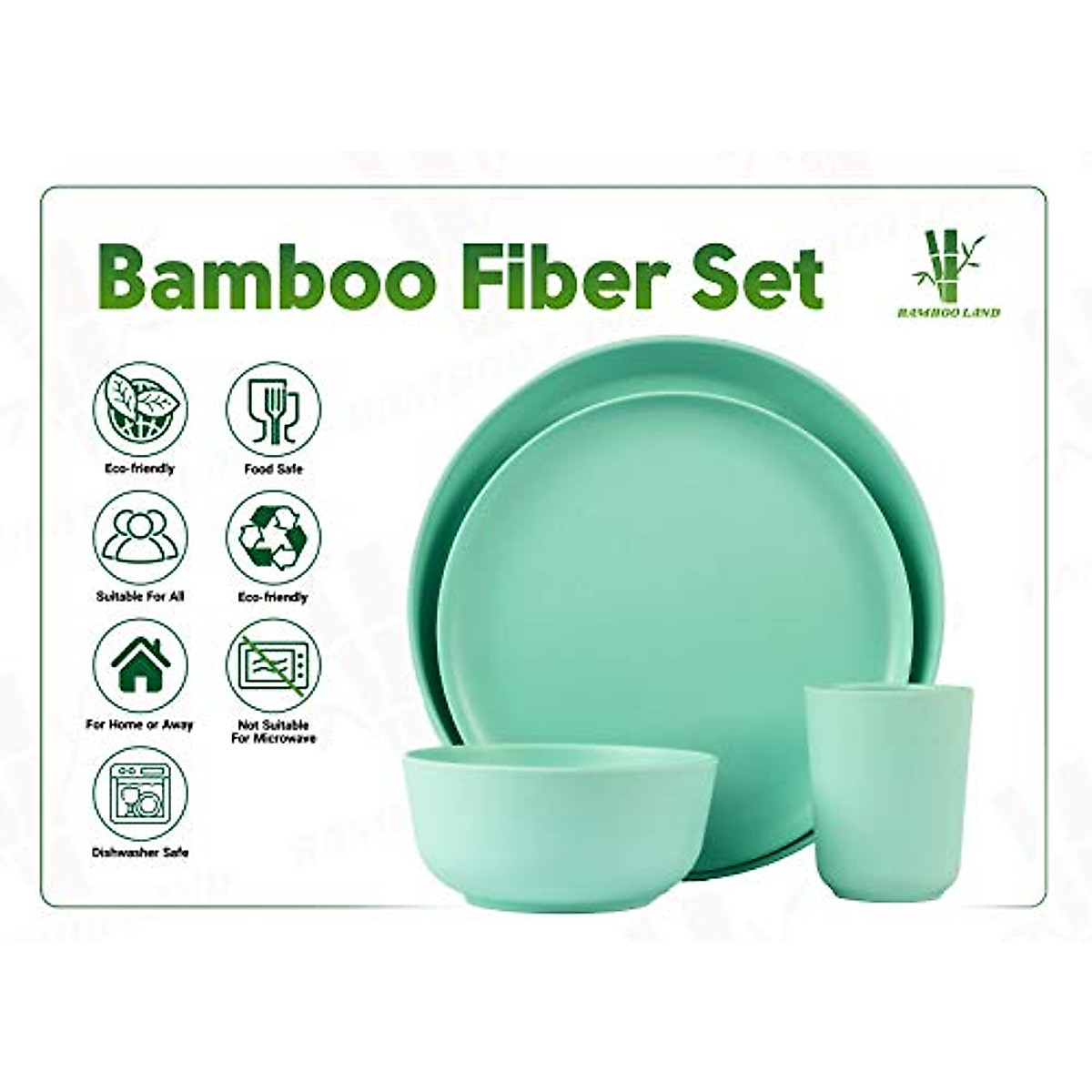 Bamboo Land- Bamboo Fiber Dinnerware Set, Set for 2 Person (8 Pcs), Khaki, Dishwasher Safe Kitchen Plates and Bowls Sets Dish Set, Kitchen Dishes Set, Dishware Sets, Dinner Plate Set, Dinnerware Sets