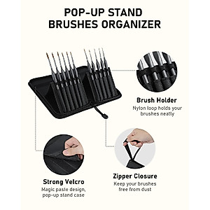 Nicpro 11 Pack Miniature Painting Set, Kolinsky Sable Fine Detail Paint Brushes for Models, Watercolor, Acrylic Oil, Ceramic, Face, Citadel, Art Figure Paint by Number - Thin Artist Kit Nylon Holder