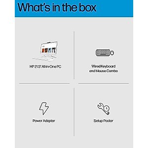 HP All-in-One PC Desk Computer, 21.5" Full HD Micro-Edge Display, AMD Ryzen 3 Processor, AMD Radeon Graphics, 8GB SDRAM, 256GB SSD, Windows11 Home OS, Bluetooth, and Wi-Fi (22-dd0032) (Renewed)
