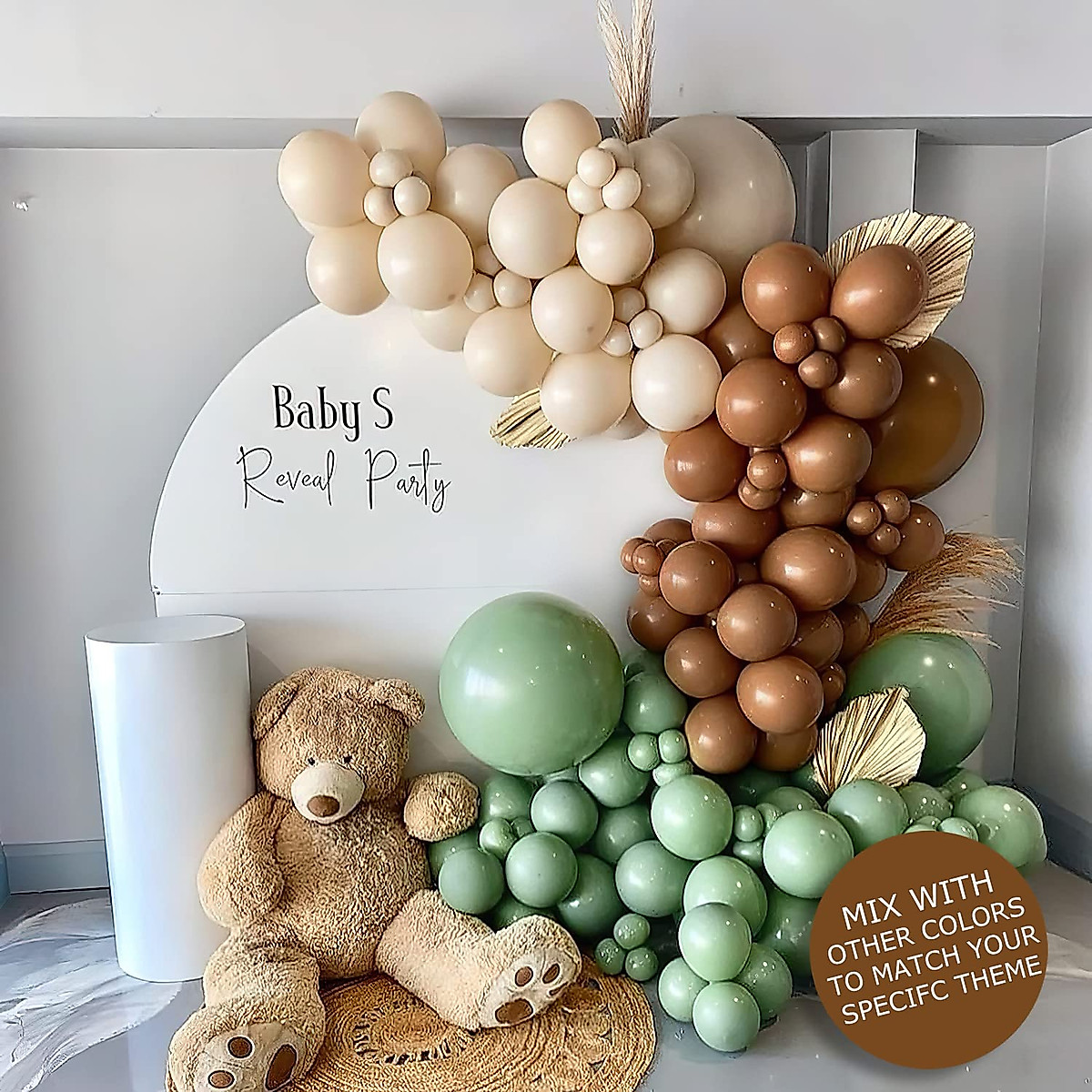 Dark Brown Balloons Different sizes 105 PACK 18/12/10/5 inch Brown balloon Garland Arch Kit For Teddy Bear Baby shower Safari boho Party Decorations (Brown)