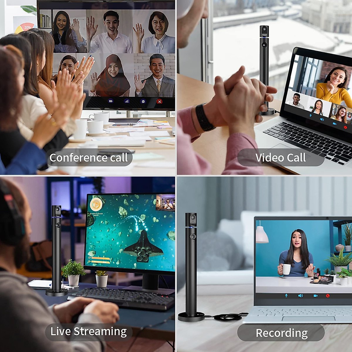 CZUR Halo Streaming Dual Webcam, Professional USB Web Camera 1080P with Microphone, 90° View Computer Camera, Plug & Play, Compatible with Windows/Mac, for Skype/TikTok/YouTube/Yahoo Messenger
