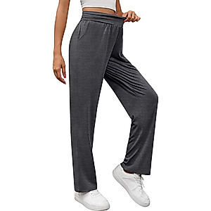 Neer 2 Pcs Women's Wide Leg Yoga Sweatpants High Waist Lounge Pants Loose Workout Pant Casual Athletic Pant with Pockets (Army Green, Gray,Medium)