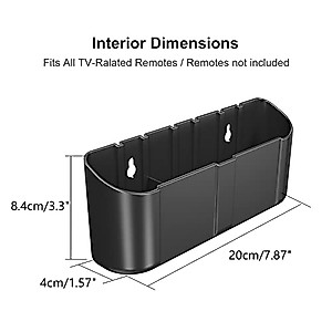suptek Remote Control Holder Wall Mount，Hole-Free TV Remote Holder (for 3 or 4 Remotes, Black, Quantity 1)