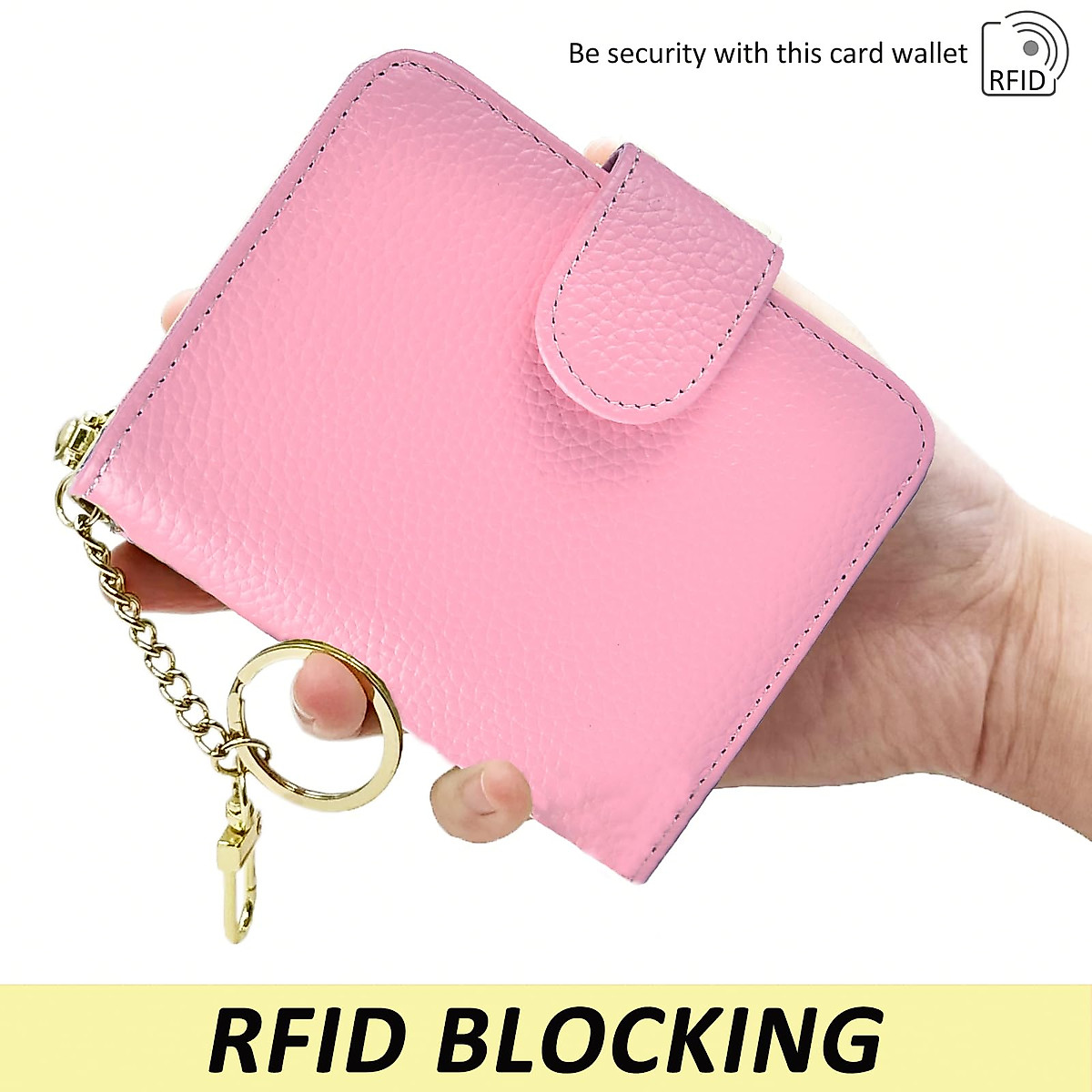 Beurlike Women's RFID Credit Card Holder Organizer Case Leather Security Wallet (Upgrade a (10 Accordion/Key Ring) - Pink)