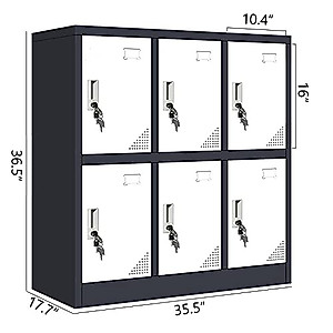 MAYROY Metal Locker Office Storage Locker Home Steel Locker School Storage Organizer, Storage Cabinet for Kids Students Employee (Gray, W6D)