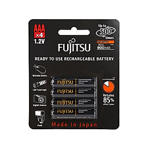 Fujitsu 4 AAA Ready-to-use HR4UTHC 950mAh (Min. 900mAh) Rechargeable Battery NiMH 1.2V Made in Japan