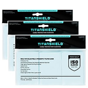 TitanShield [3-Pack 450 Sleeves Bundle Premium Clear Card Sleeves Compatible with Standard Sized Board Games, MTG Magic The Gathering, Pokemon, Lorcana and Trading Cards 2.5" x 3.5" 66x91mm