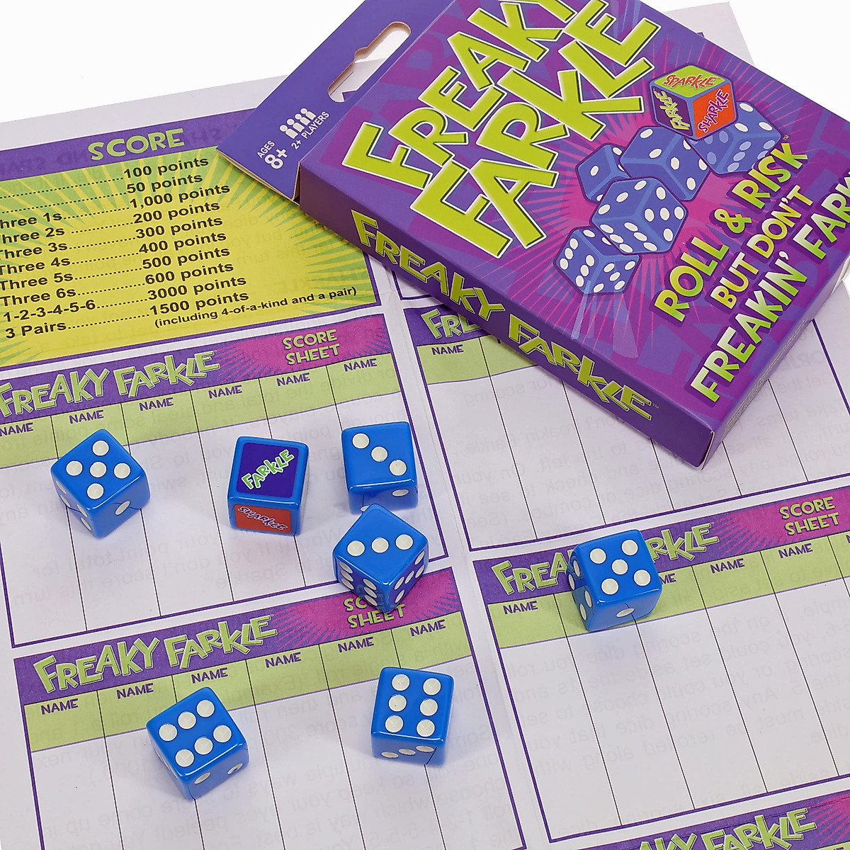 Freaky Farkle Dice Game, Great for Party Favors, Family Games, Stocking Stuffer, Travel Games, and Camping Games, Dice Games for Adults, Fun Games for Family Game Night