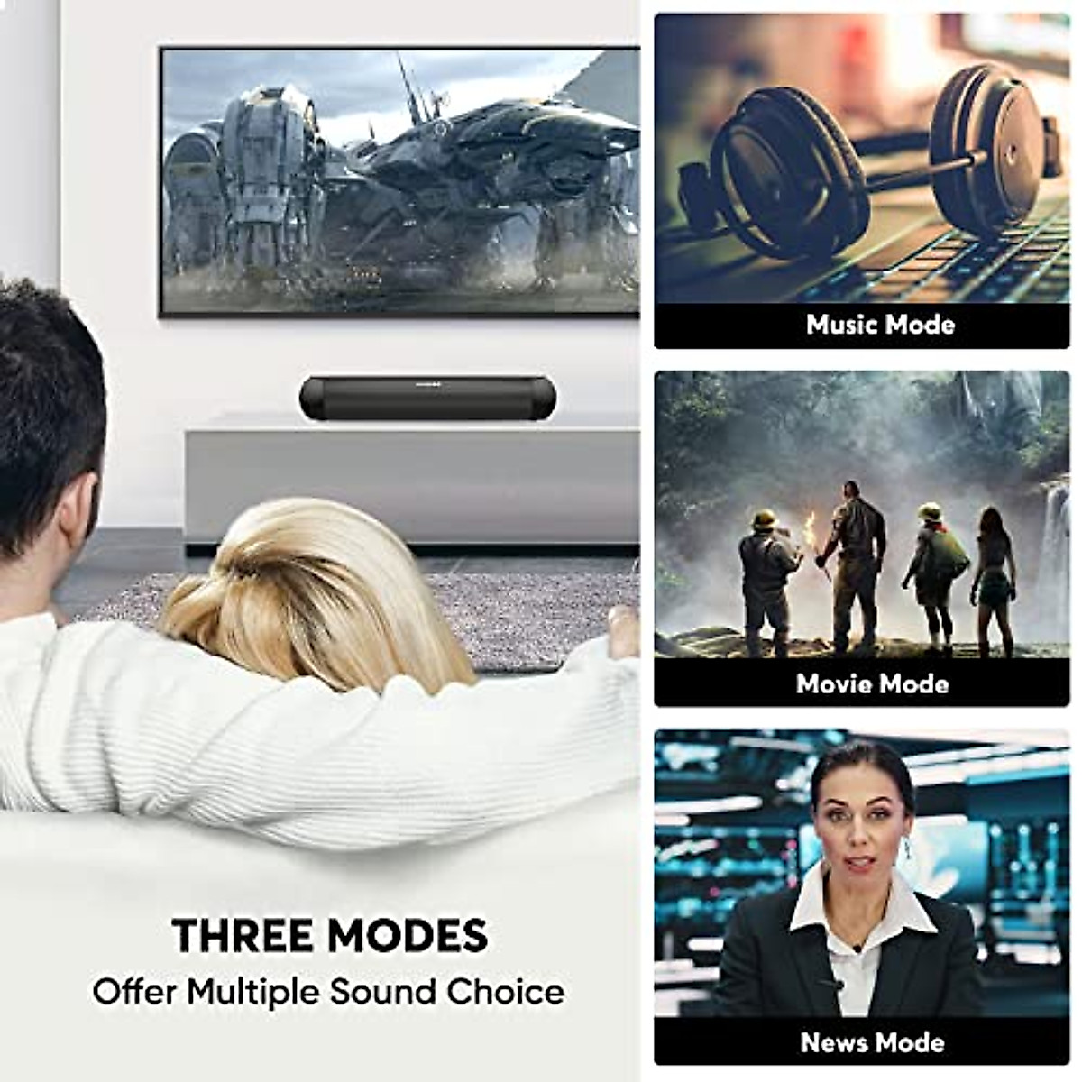 wogree 16 Inches Mini Bluetooth 5.0 TV Speakers Soundbar, Small Sound Bars for TV, with LED Display for Bedroom, Living Room, Kitchen and Other Small Space