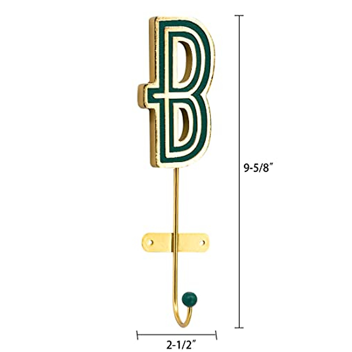 COLLECTIVE HOME - Monogram Wall Hooks, Wall Mounted Hooks for Hanging, Wood Letters for Wall Decor, Home-Bedroom-Living Room Gold Decor, Decorative Wall Hangers for Coat, Scarf, Bag(B)