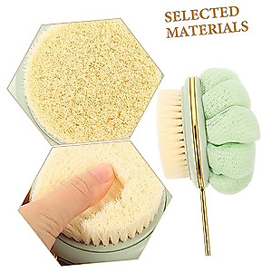 Healvian 5 Sets Double Sided Shower Brush Body Massage Tools Massaging Tools Body Exfoliator Brush Handled Scrub Brush for Shower Back Scrubber for Shower Dry Skin Long Handle Back Scrubber