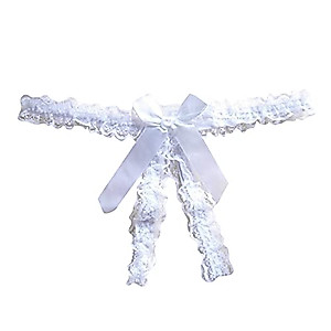 Underwear Women G String Thongs for Women Low Rise Floral Lace Hollow Out Open Crothless T-Back Breathable Lightweight Sexy Cheeky Panty Cheeky Underwear for Women White