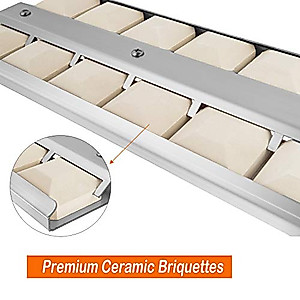 MixRBBQ Grill Briquette Tray & Briquettes Set for Viking Grill VGBQ13002 VGBQ33002RE VGBQ53024 VGBQ13603 VGBQ54224, Stainless Steel Heat Plate and Ceramic Briquettes Set (18-1/8" L X 5-7/16" W)