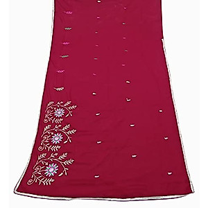 Peegli Indian Vintage Maroon Dress Material Georgette Blend Recycled Fabric Embroidered DIY Craft Textile
