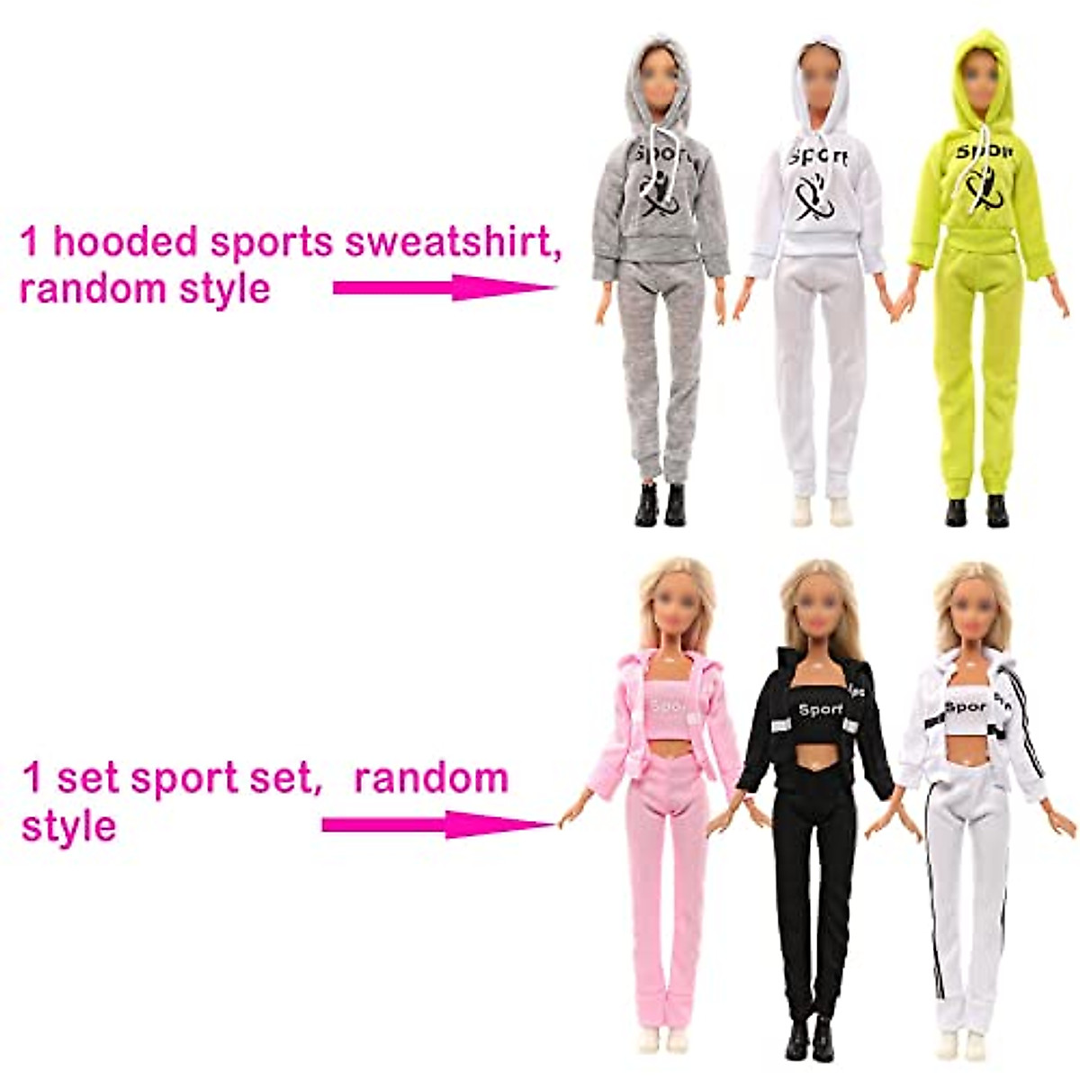 27 Pcs Doll Clothes and Accessories Including 8 Set Clothes Hooded Sport Suits Fashion Outfits Tops and Pants/Shorts with 15 Pairs of Shoes 4 Accessories for 11.5 Inch Dolls(Doll NOT Include)