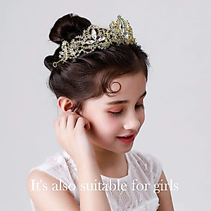 Gold Tiara Wedding Tiaras and Crowns for Women,Rhinestone Queen Tiara for Women Princess Crown Birthday Tiara Headbands for Wedding Prom Bridal Party Halloween Costume Christmas Gifts