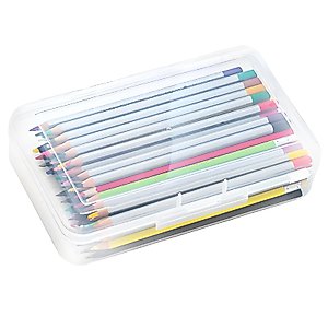 JANEMO Large Capacity Clear Pencil Case, Plastic Pencil Boxes with Lid Snap Closure, Storage Organizer Box Holder, Supply Boxes, 1 Pack