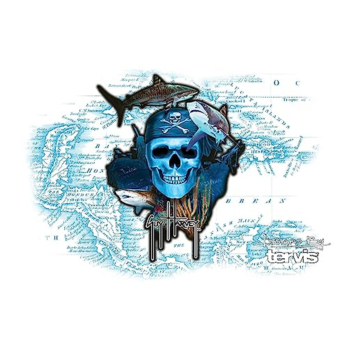 Tervis Guy Harvey Pirate Skull Stainless Steel Tumbler with Clear and Black Hammer Lid 20oz, Silver