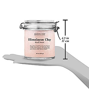 MAJESTIC PURE Himalayan Clay Mud Mask for Face and Body Exfoliating and Facial Acne Fighting Mask - Reduces Appearance of Pores, 10 oz