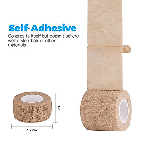 Bandage Wrap 8 Pack 1”x 5 Yards Self Adhesive Bandage Wrap Breathable Cohesive Bandage Wrap Rolls Athletic Elastic Self Adherent Wrap for Sports Injury,Wrist, Knee, Ankle Sprains and Swelling(Beige)