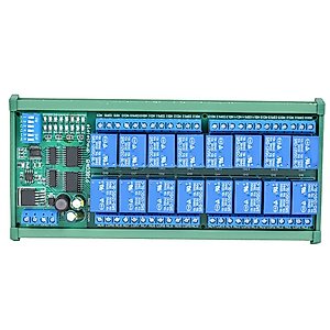 Neufday Relay Module,RS485 Relay PLC Electrical Expansion Module 12V 6-Channel for Mod-Bus RTU Protocol Remote Control(R4D3B16-R with DIN Rail Box)