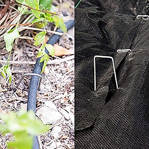 AGTEK 6 Inch Galvanized Landscape Staples 200 Pack 11 Gauge Widened Garden Stakes Heavy-Duty for Landscape Fabric