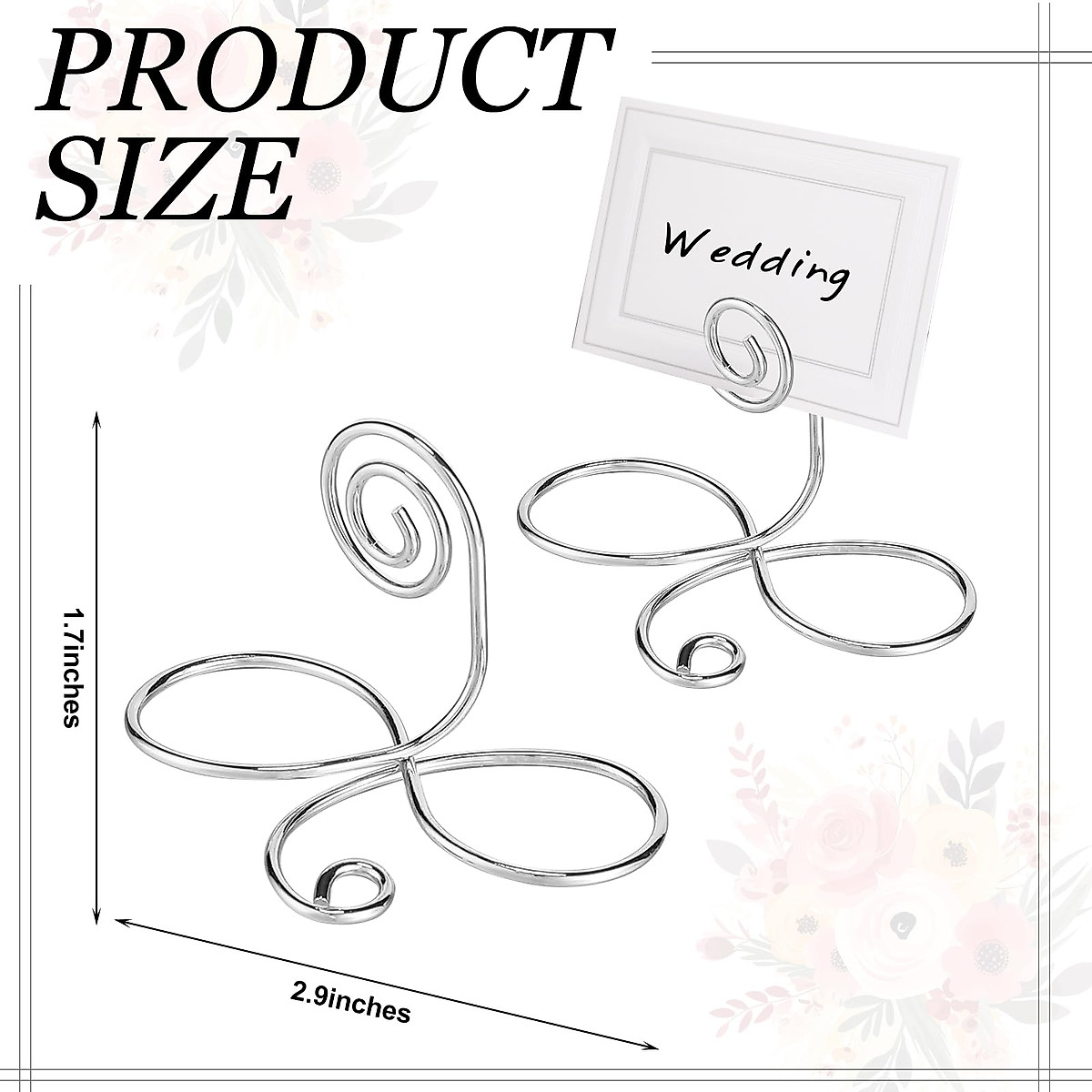 Sinload 24 Pcs Place Card Holders Table Number Holders Silver Small Card Stands Display Photos Picture Clips Elegant Wire Buffet Labels for Food Dinner Parties Weddings Reception Events