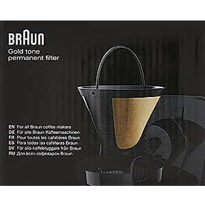 Braun Gold Tone Permanent Coffee Filter, Reusable #4 Cone Shaped, No Paper Filter Needed, Fits Coffee Makers Series 7 & Series 9, BRSC002 ,Black