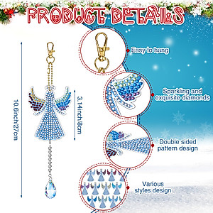 Riceshoot 12 Pcs Bereavement Gift Diamond Painting Kits for Sympathy Memorial Gift Diamond Painting Keychain Sympathy Gift for Loss of Loved One Remembrance Decor(Angel)