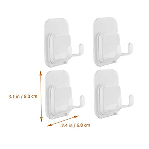 Angoily 4pcs Paste Hook Wall Clothes Rack Razor Hanging Holder Shower Shaver Hooks Adhesive No Punching Abs White