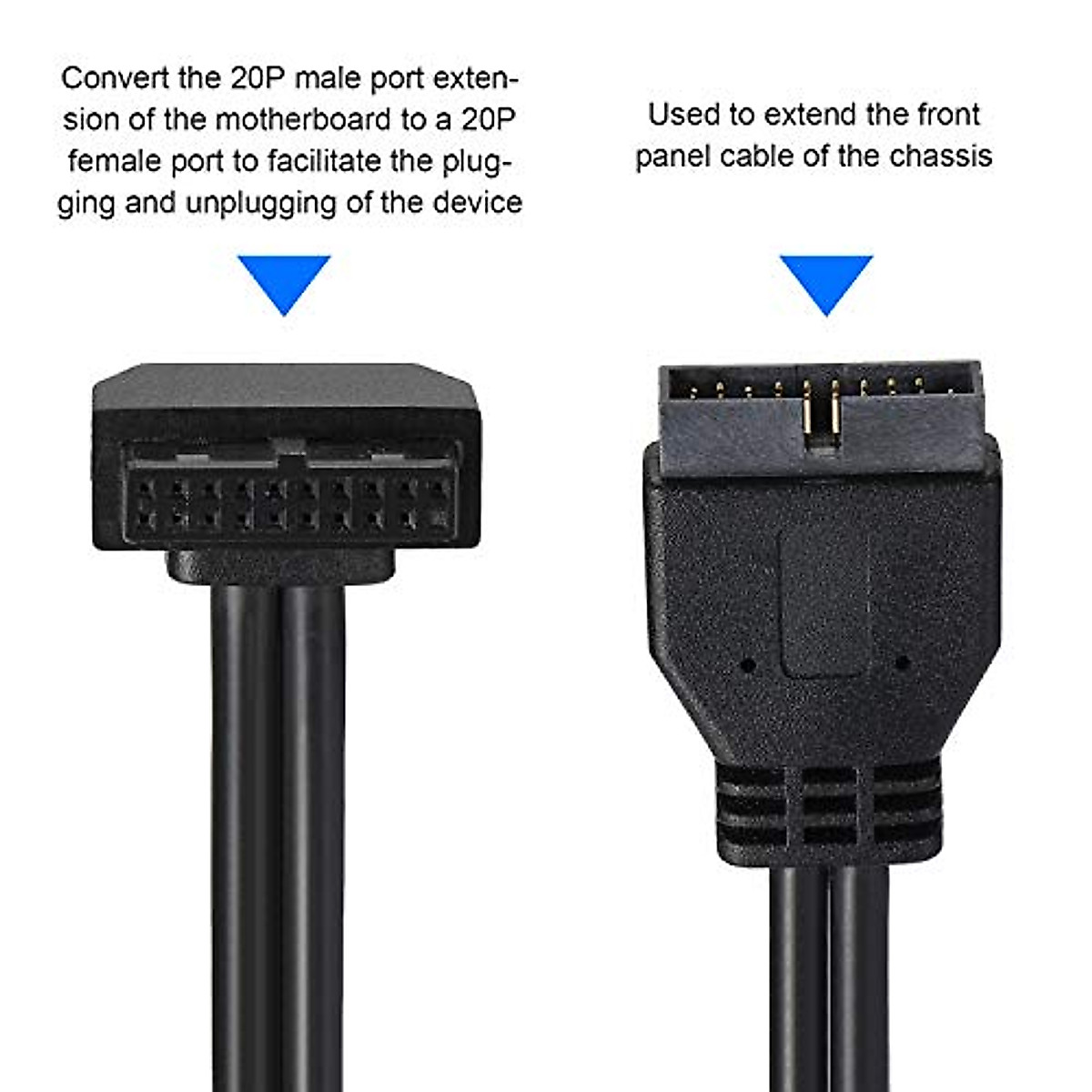 MZHOU SATA USB Extension Cable - USB 3.0 Motherboard Front 19 Pin Male to Female Extension Cable High-Speed Connection (The Interface Faces Outward)