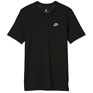 Men's Nike Sportswear Club T-Shirt, Nike Shirt for Men with Classic Fit, Black/White, L