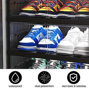 Rubikliss Collapsible Shoe Rack for Closet, 9 Tiers-36 Pairs Plastic Foldable Shoe Organizer with Clear Door, Portable Free Standing Zapateras Organizer for Entryway, Living Room,Black